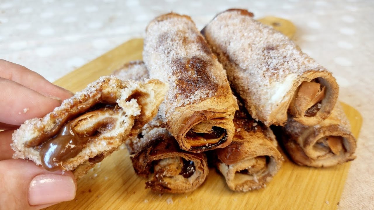 Churros com Pão de forma e Doce de leite na AirFryer